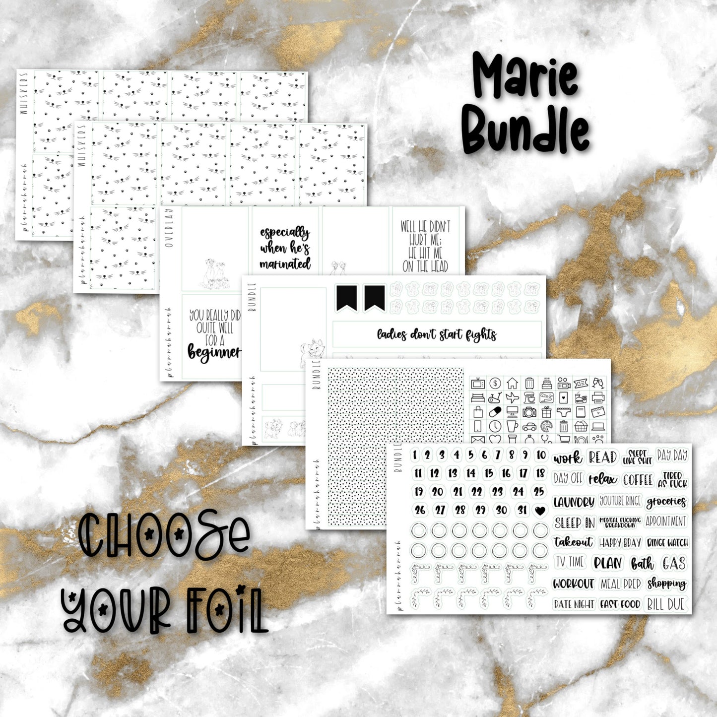 Marie | Foiled Fandom Sticker Bundle – Plannahannah