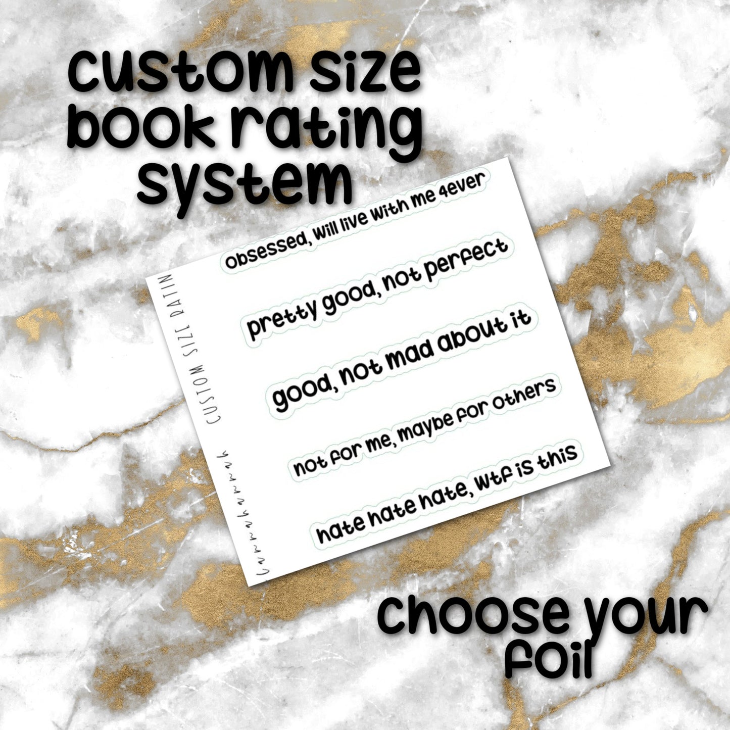 Custom Size Rating System | Foiled Reading Journal Stickers – Plannahannah